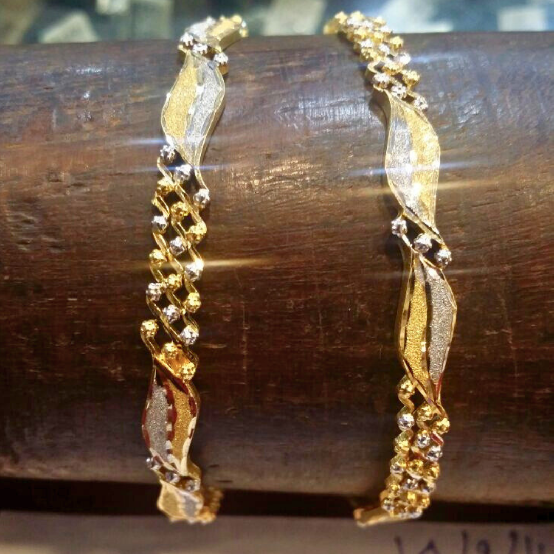 Twisted Elegance Two-Tone Gold Bangles | Modern Design