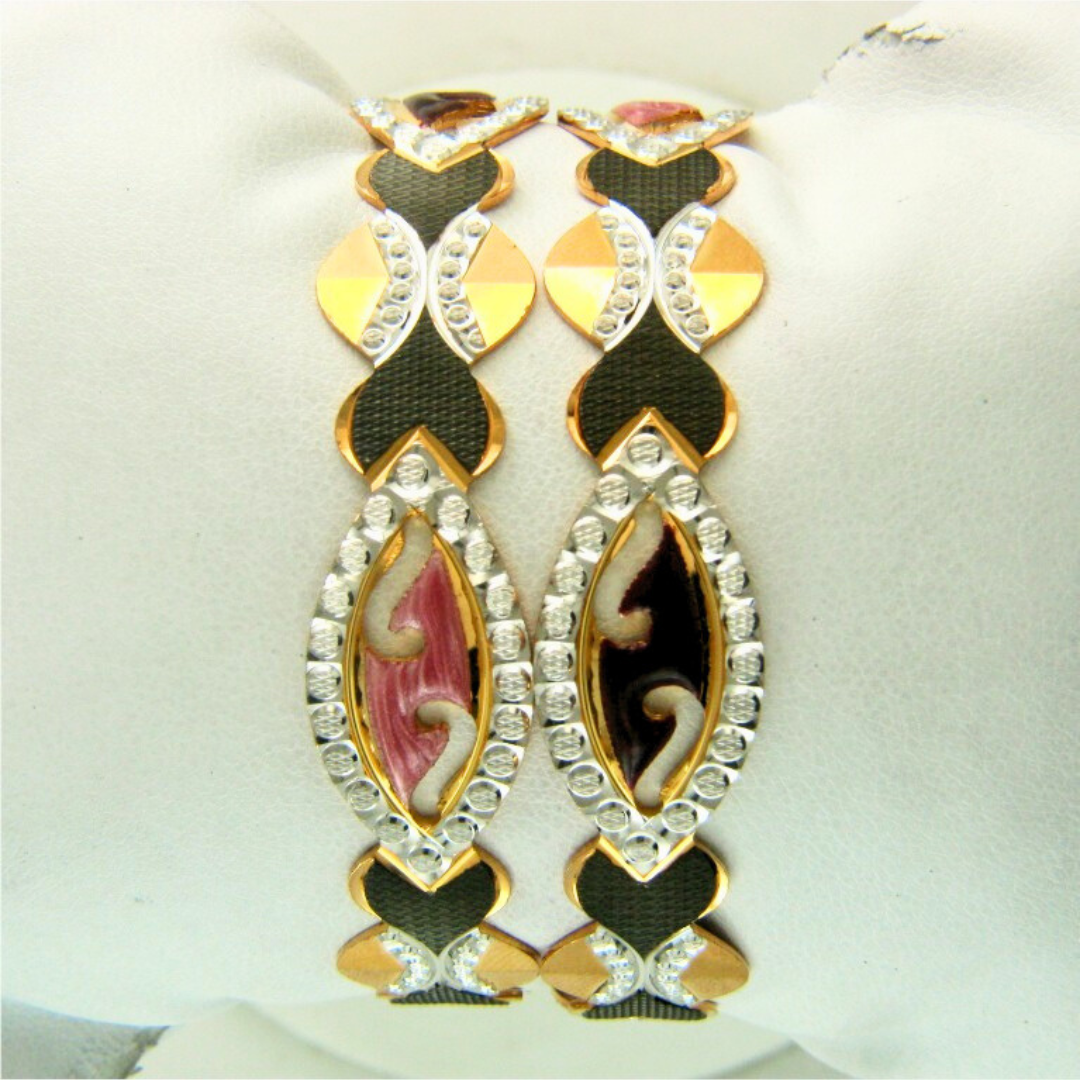 Art Deco Sparkle Platinum-Coated Gold Bangles | Modern Design